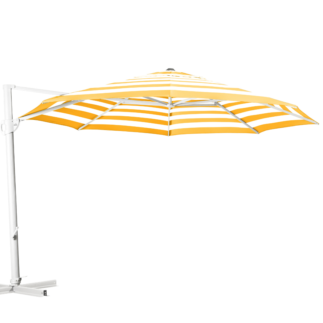 Shelta Savannah Cantilever Umbrella 380 Yellow/White Stripe